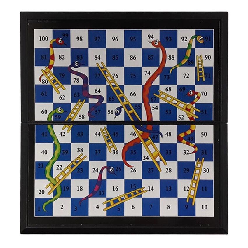 Snake and Ladders Board Game Portable Folding Board Dam Ular | Shopee ...