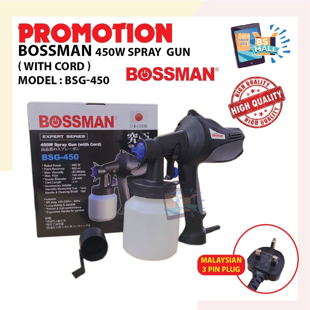 450W BOSSMAN Spray Paint Spray Gun Machine BSG-450 / Mesin Cat Spray ...
