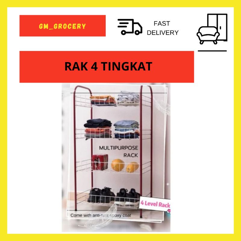 🔥Rak 4 Tingkat🔥Best Kuat 🔥Strong | Shopee Malaysia