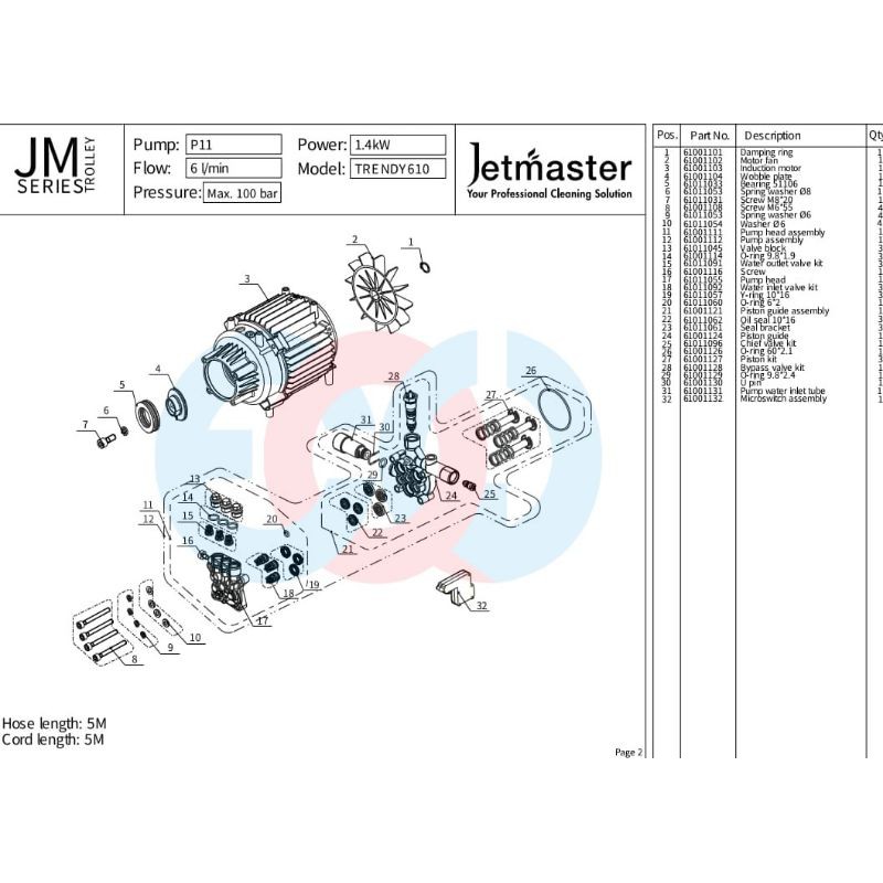 SPARE PART - JETMASTER 24 PISTON GUIDE / 13 VALVE BLOCK / 31 WATER ...