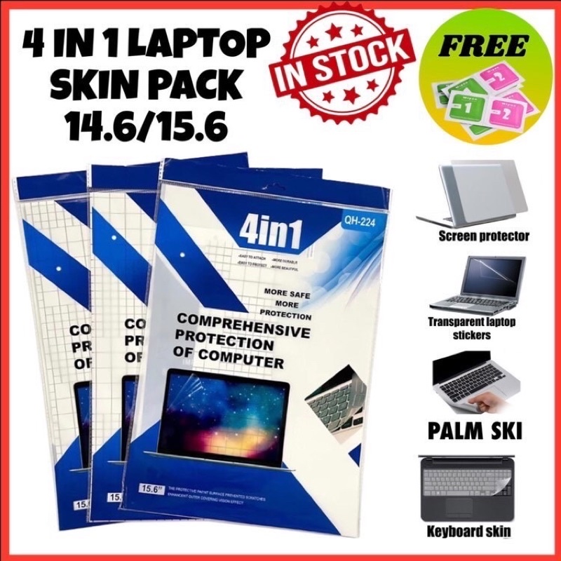 [4 IN 1]LAPTOP SKIN TRANSPARENT FOR ALL LAPTOP PROTECTIVE COVER SKIN ...