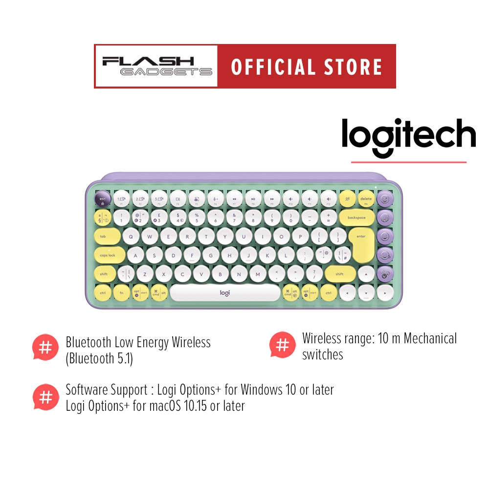 Logitech POP Keys Wireless Mechanical Keyboard with Customizable Emoji ...