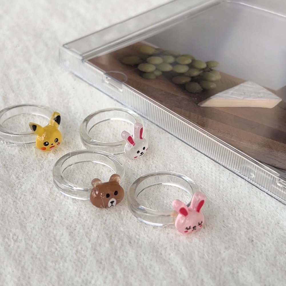 Children's Opening Ring Cute Cartoons Small Animals Resin Rings For ...