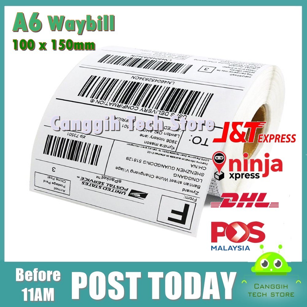 A6 Thermal Label Sticker Airway Bill Waybill Consignment Note Slip Pos ...