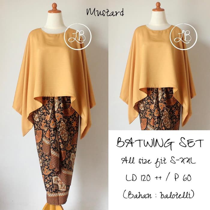 Modern Batwing Kebaya Set Jumbo Kalong Mustard Kebaya And Other Colors ...