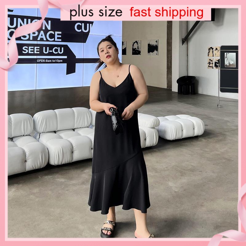CJ Fat Summer New Style Plus Size Long Sling Dress High-End Female 150kg mm Loose Slimmer Look ...
