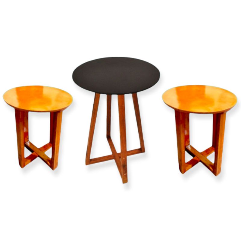 Minimalist Round Cafe Table Set (1 table + 2 chairs) | Shopee Malaysia