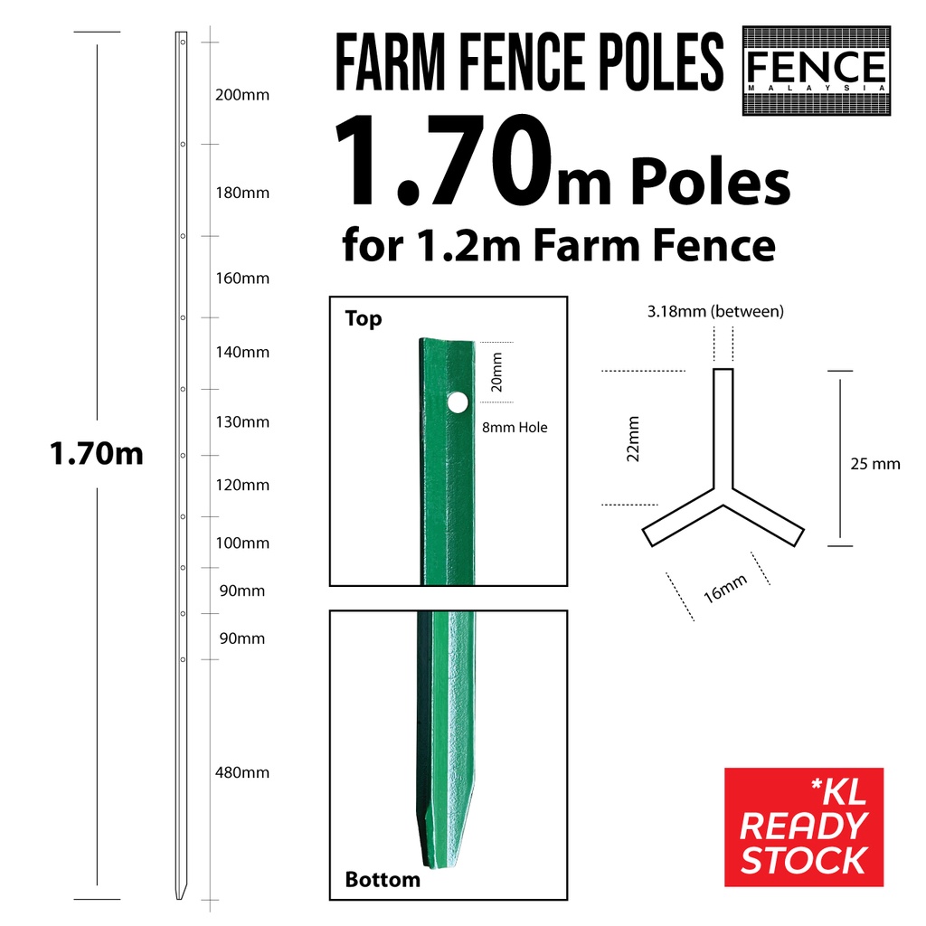 Poles For Cyclone Farm Fence (1 Batang Setiap Pesanan) | Shopee Malaysia