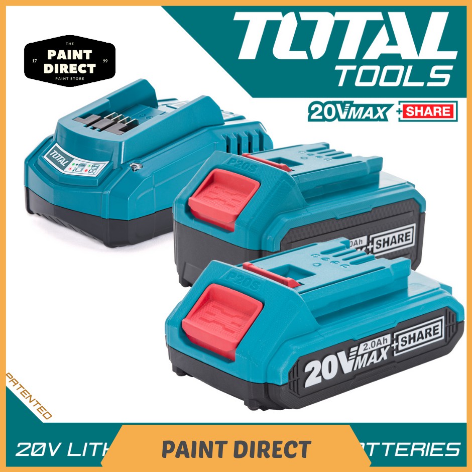 TOTAL Tools Lithium-Ion 20V Battery 2.0Ah / 4.0Ah / Fast Charger ...