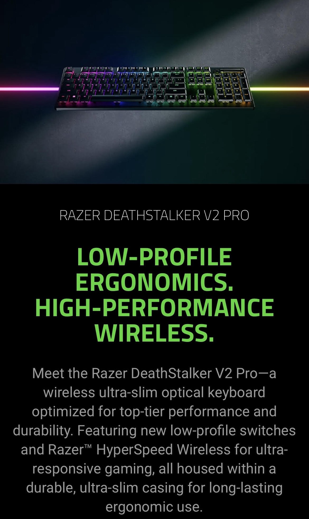 Razer DeathStalker V2 Pro Wireless Gaming Keyboard | Low Profile ...
