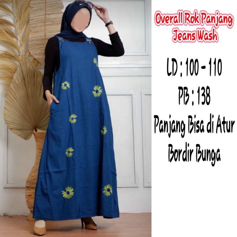 Overalls Long Jeans Skirt Embroidery Flower Original Jumbo Jumpsuit For ...