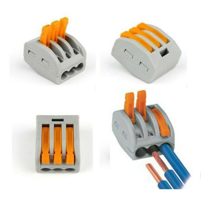 Terminal Block lever cage clamp wago wire connector 3pin cable ...