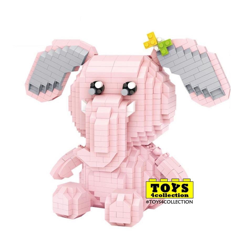 LOZ 9226 Pink Elephant Bow Animal Girl Diamond Bricks Compatible ...