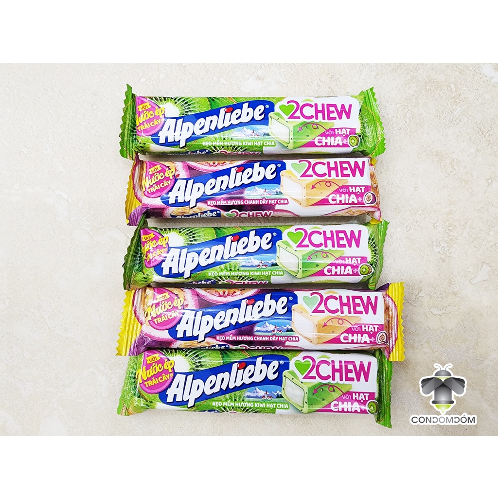 1 Alpenliebe candy bar with kiwi flavor & passion fruit and chia seeds ...
