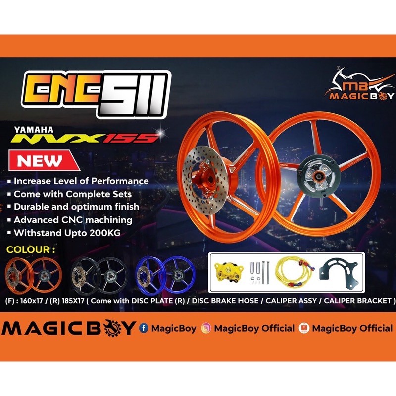 MAGIC BOY NVX155 CNC RIM CN511 SET UPGRADE(BELAKANG PAKAI DISC BRAKE ...