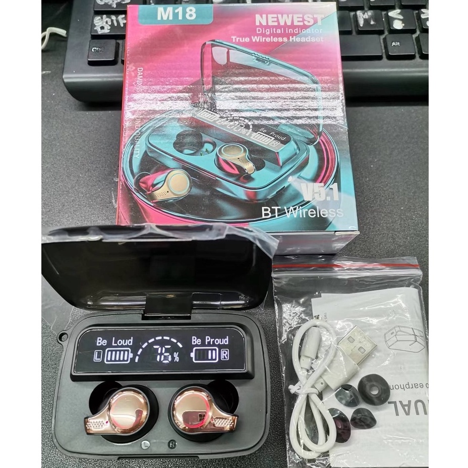 NEWEST M18 Digital Indicator True BT Wireless Headset V5.1 | Shopee ...