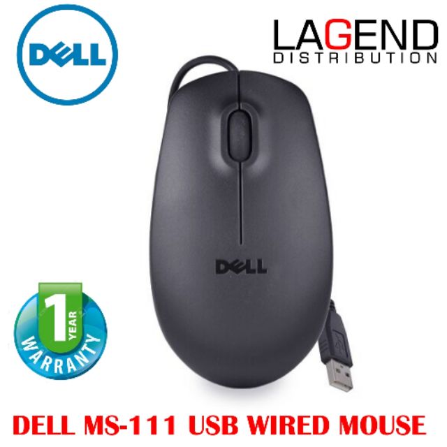 DELL MS111 USB WIRED Optical Mouse with 1000dpi Sensitivity | Shopee ...