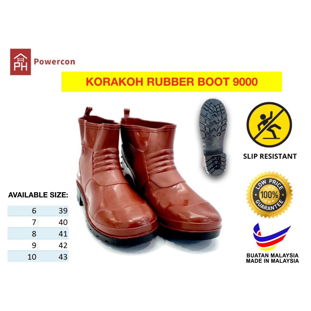 KORAKOH KASUT GETAH M9000 MAROON Antislip Rain Boot Getah Pasar /Kebun ...