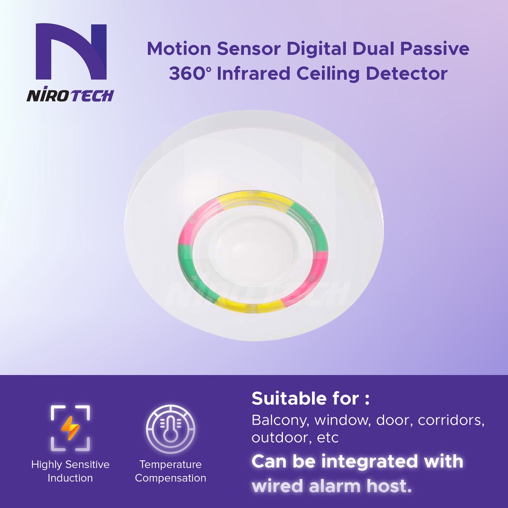 Motion Sensor Digital dual passive infrared ceiling detector 360 Degree ...