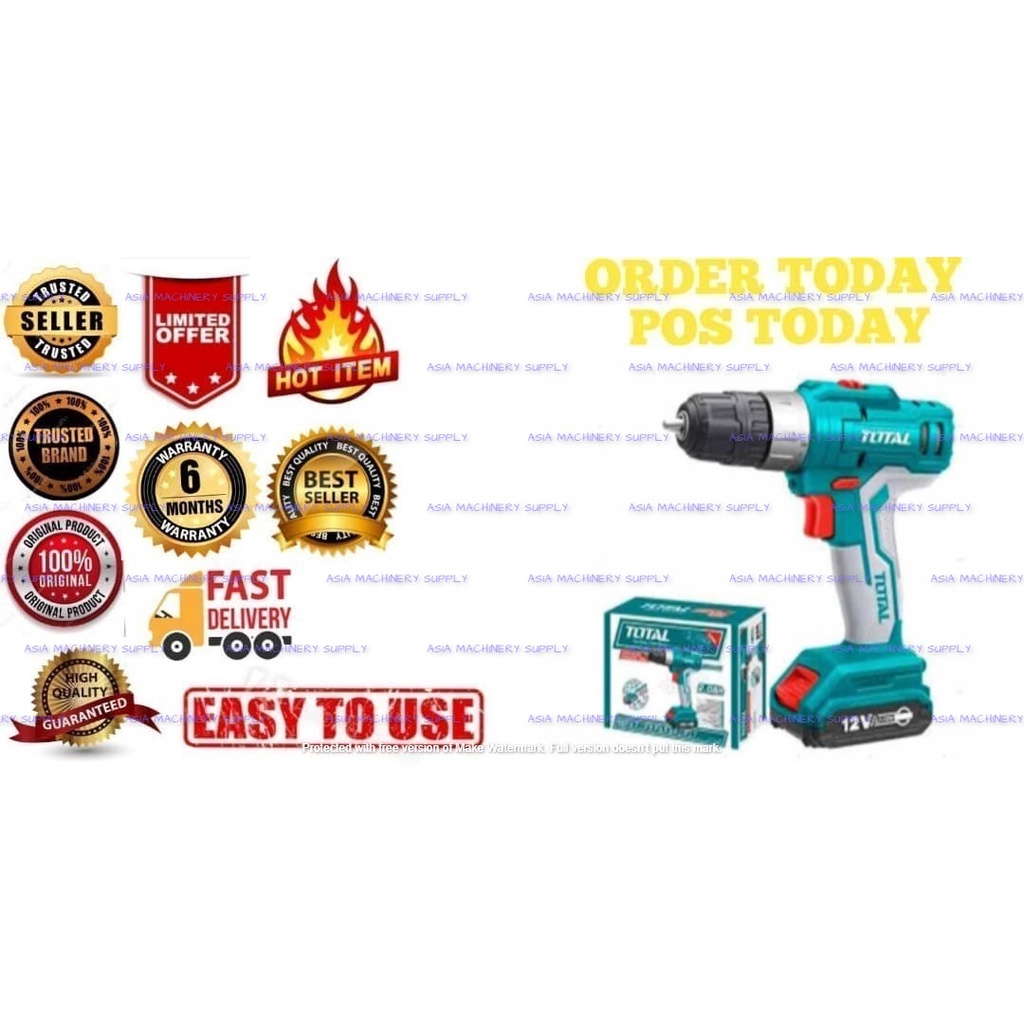 TOTAL LITHIUM-ION CORDLESS DRILL 12V (TDLI1211) | Shopee Malaysia