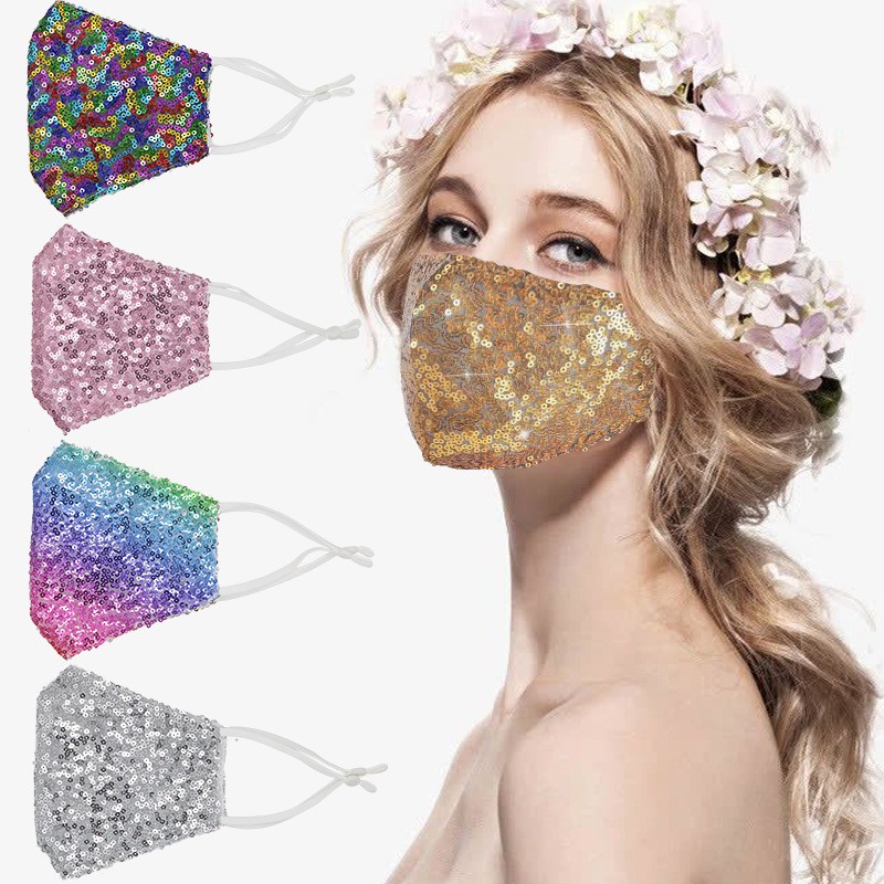 Sequins Mask Breathable Mask Washable and Reusable Face Mask Dustproof ...