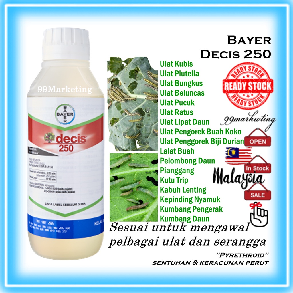 1L Decis 250 Hapuskan ulat lalat buah kumbang Kubis Kacang panjang ...