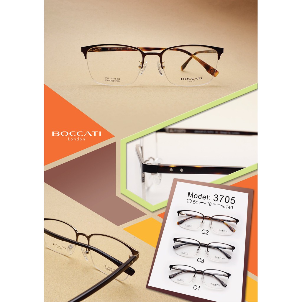 (Original) Boccati London Stainless Steel Frame Model 3705 | Shopee ...