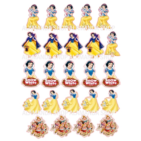 SNOW WHITE 24 PCS CUPCAKE TOPPER | Shopee Malaysia