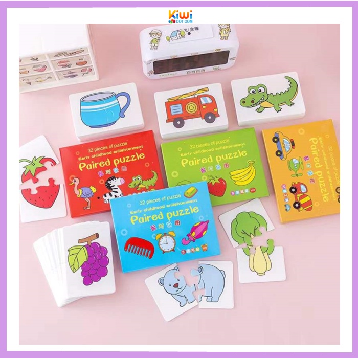 32pcs 2in1 Early Learning Paperboard Puzzle with Chinese & English ...
