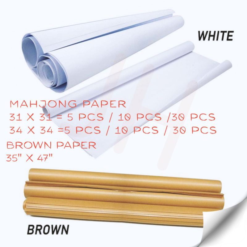 JH 10 pcs /30 pcs Mahjong / Majong White Paper / Brown Kraft Paper ...