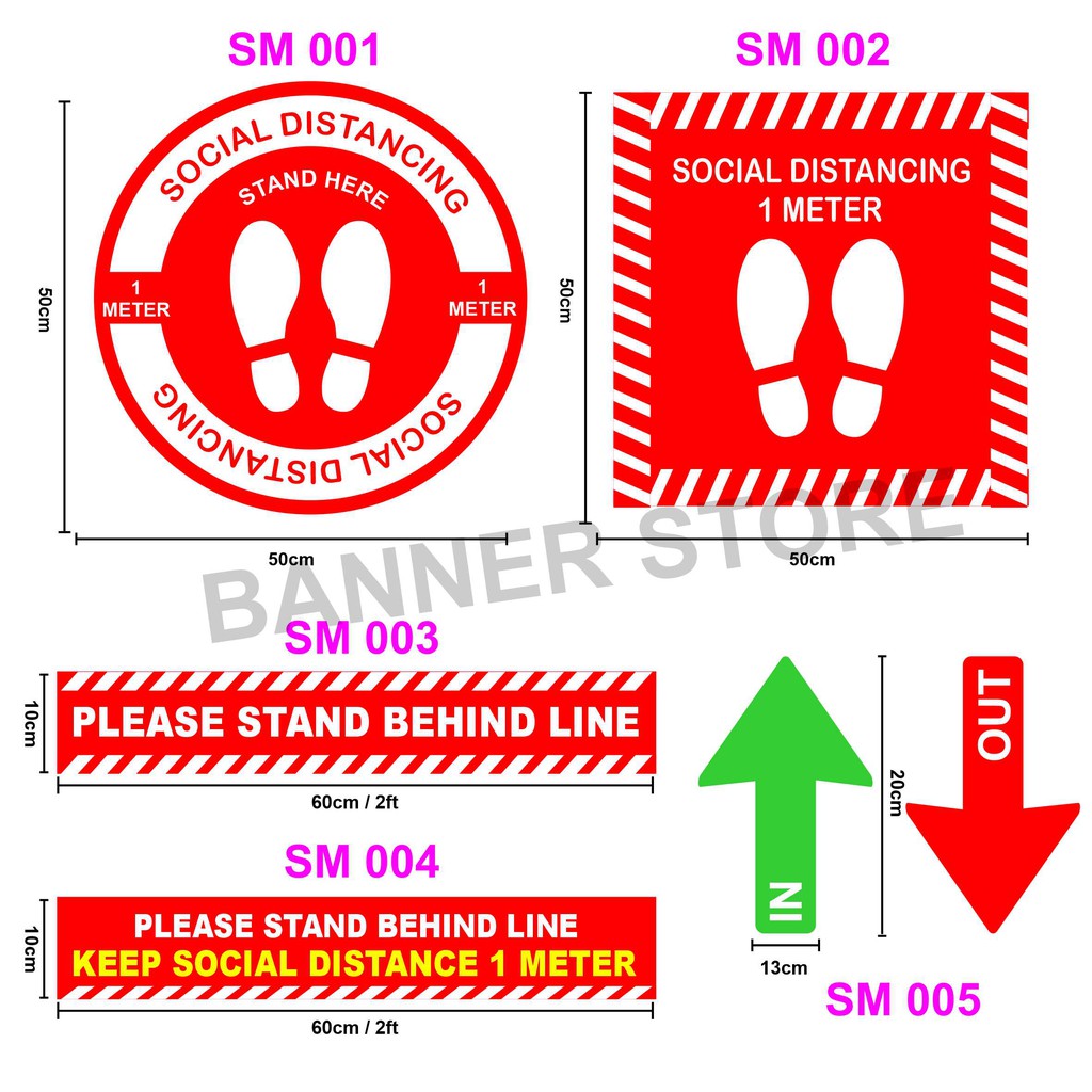 SOP FLOOR STICKER / SOCIAL DISTANCING FLOOR STICKER | Shopee Malaysia