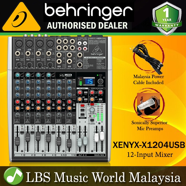 Behringer XENYX-X1204USB Premium 12 Input Portable Mixer (XENYXX1204USB ...