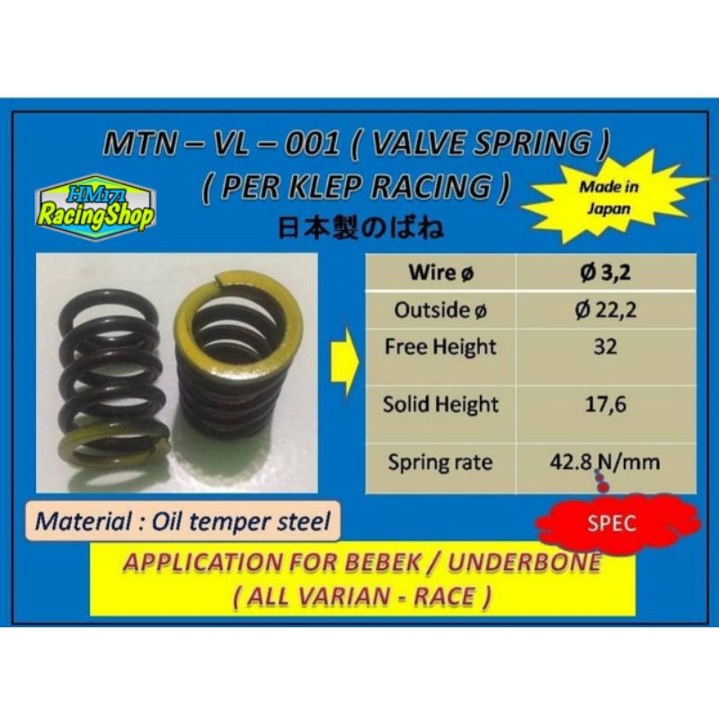 Spring Valve mtn spring japan VL 001 Duck,matic universal race per ...