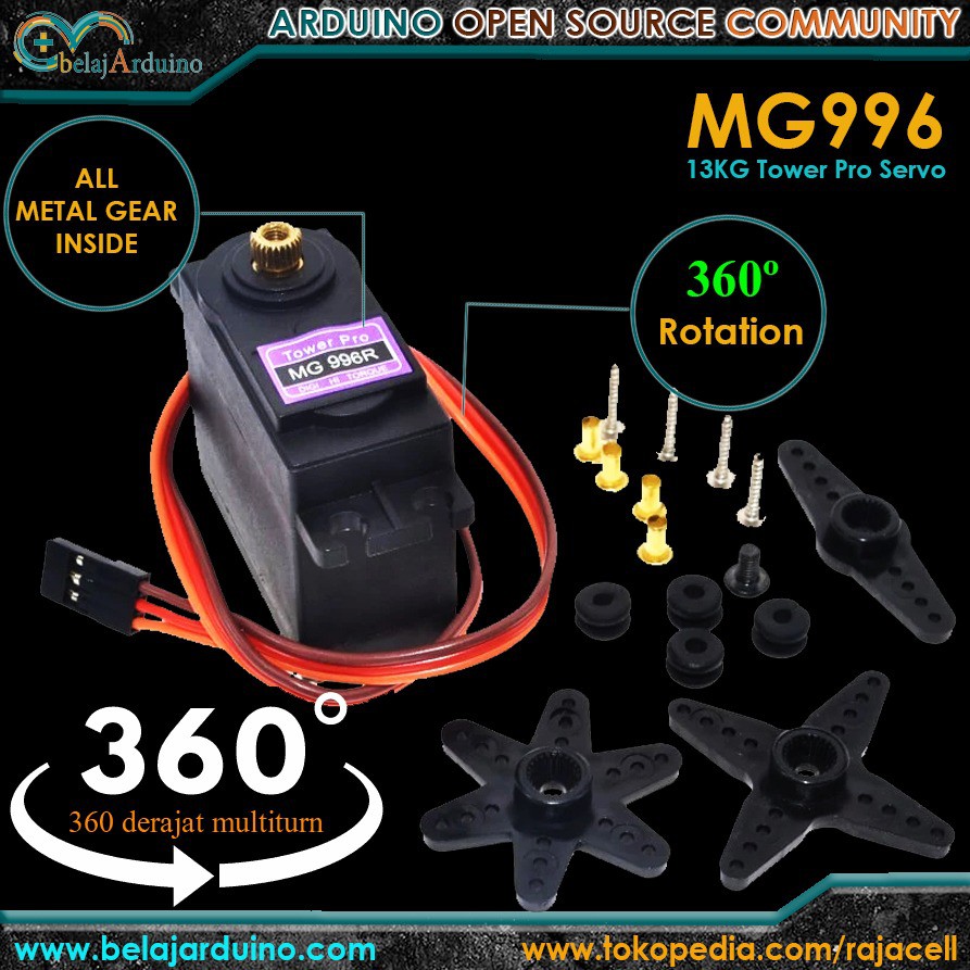 Servo MG996R 360 degree Multiturn 360 degree Unlimited Turn Servo ...