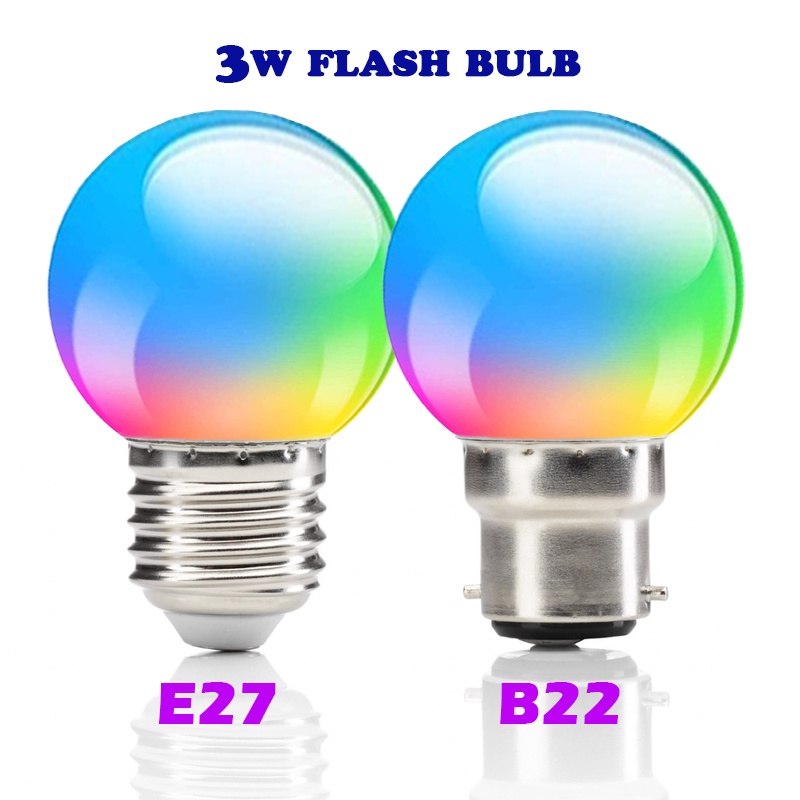 3W Led Colour Bulb Lampu Raya E27 B22 Mentol Lampu Hiasan Hari Raya ...