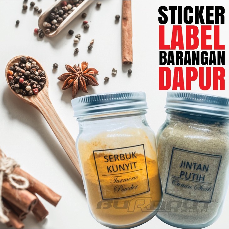 50pcs Sticker / Label Dapur / PVC Sticker / TRANSPARENT Waterproof Saiz ...
