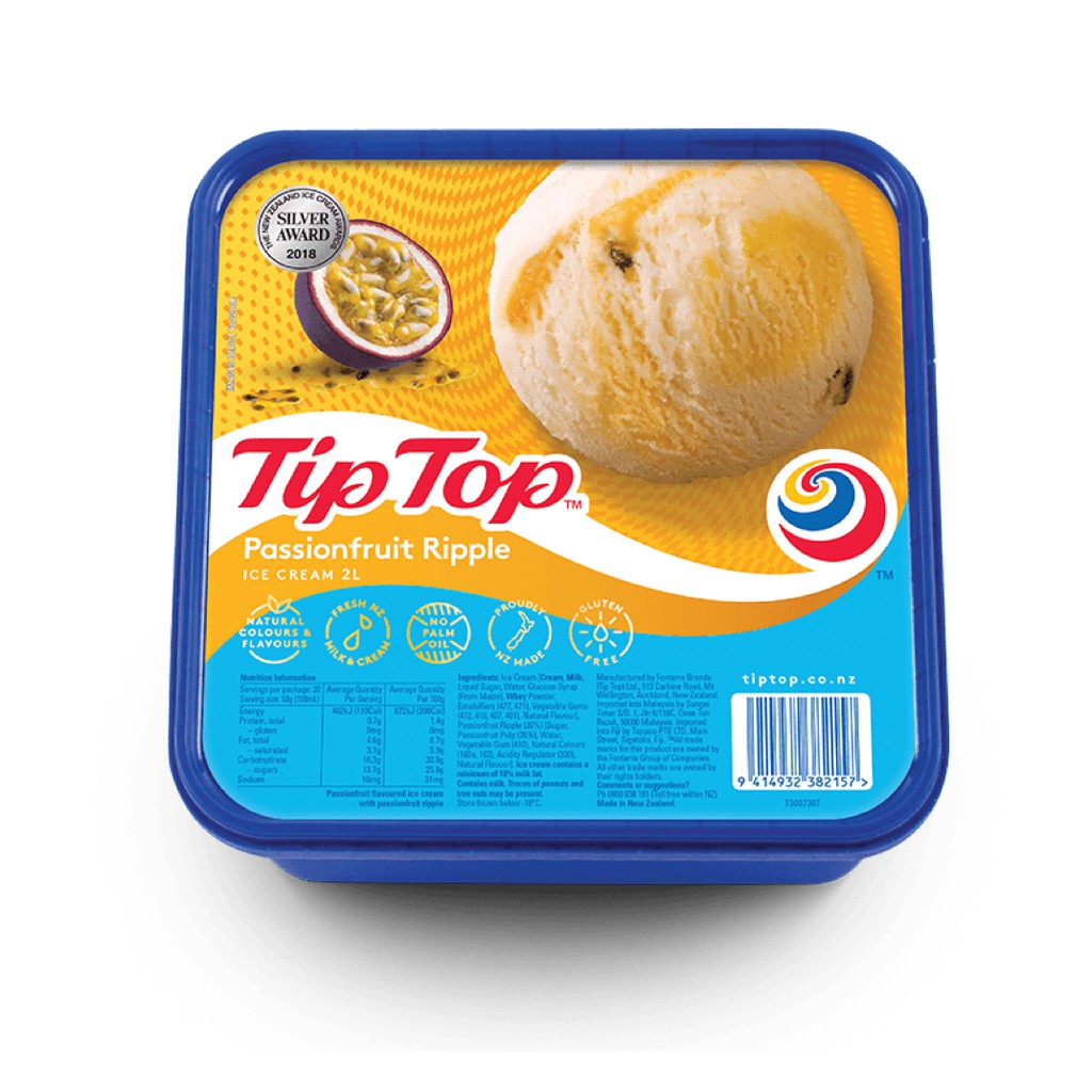 [NZ] TIP TOP Passionfruit Ripple 2L Ice Cream (Selected areas in Penang ...