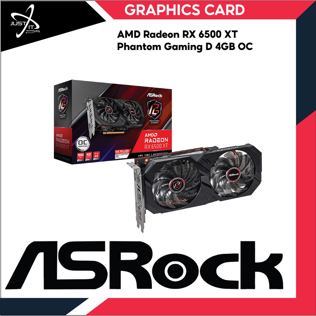 AMD Radeon RX 6500 XT Phantom Gaming D 4GB OC ASROCK 90-GA3DZZ-00UANF ...