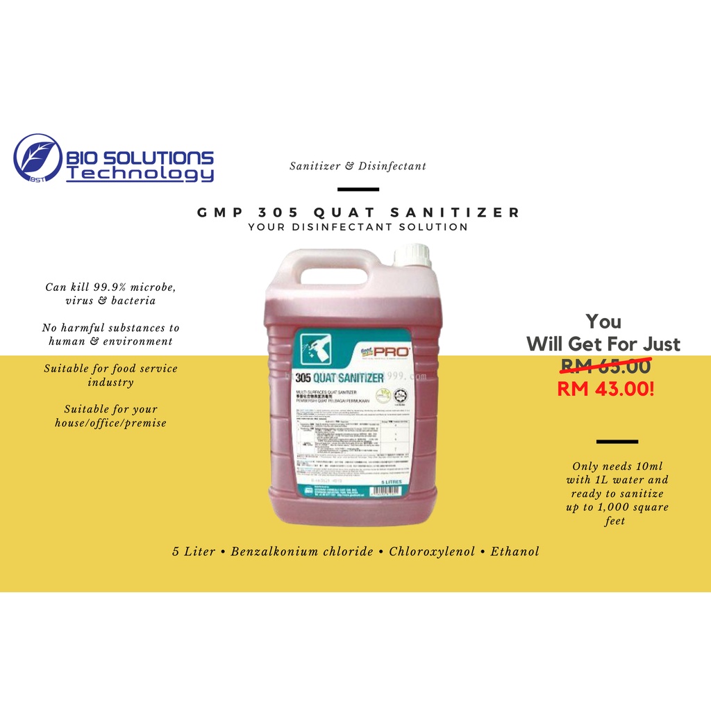 GMP 305 QUAT SANITIZER (disinfectant liquid) | Shopee Malaysia