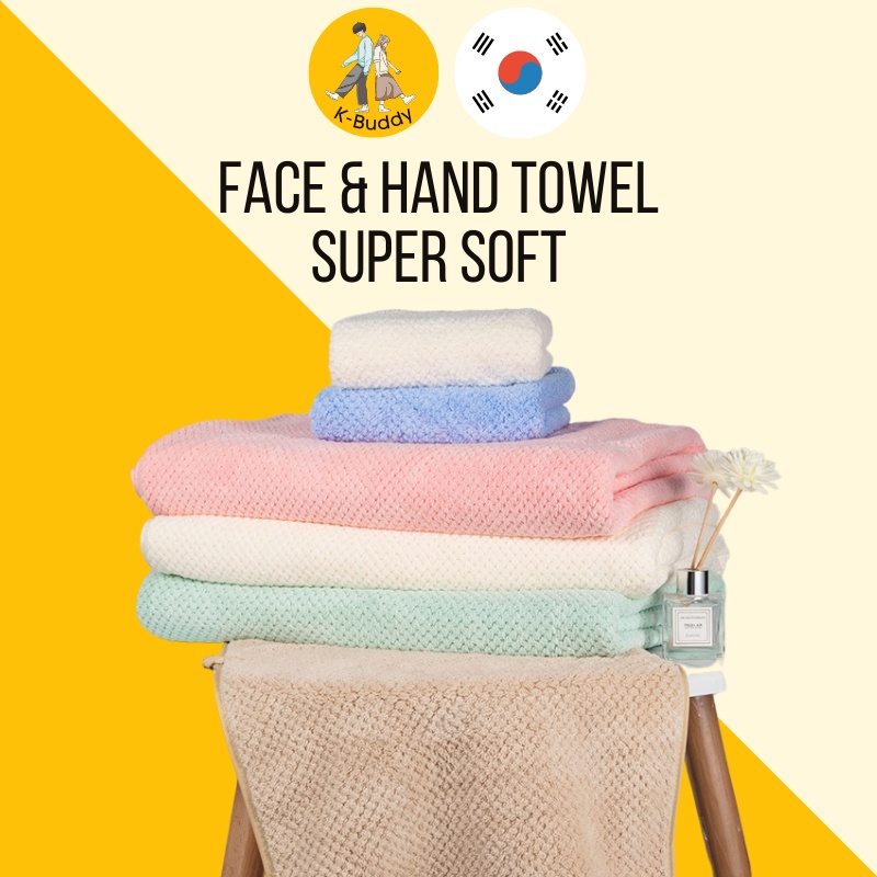 [KOREA] 100% Luxury Face Towel Tuala Muka High Water Absorbent 30x30cm ...