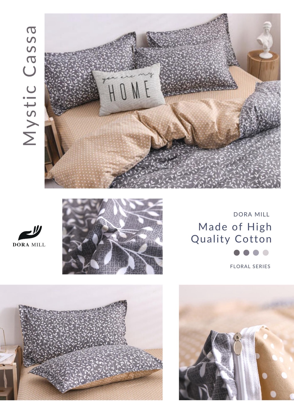 DORAMILL Floral Quilt Cover Bedsheet Set Sarung Comforter 1200TC Flower ...