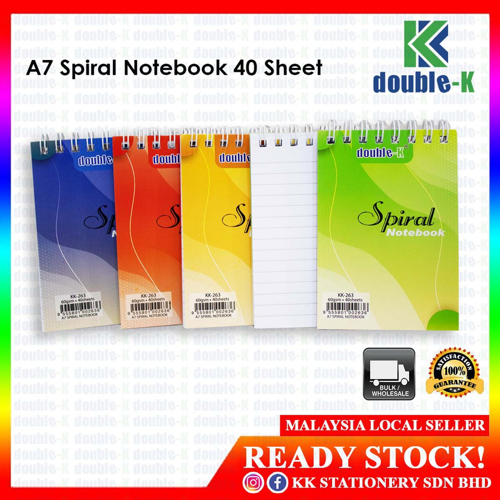 Double-K A7 Spiral Notebook KK-263 40 sheet RM0.75/each and RM0.70/wholesale | Shopee Malaysia