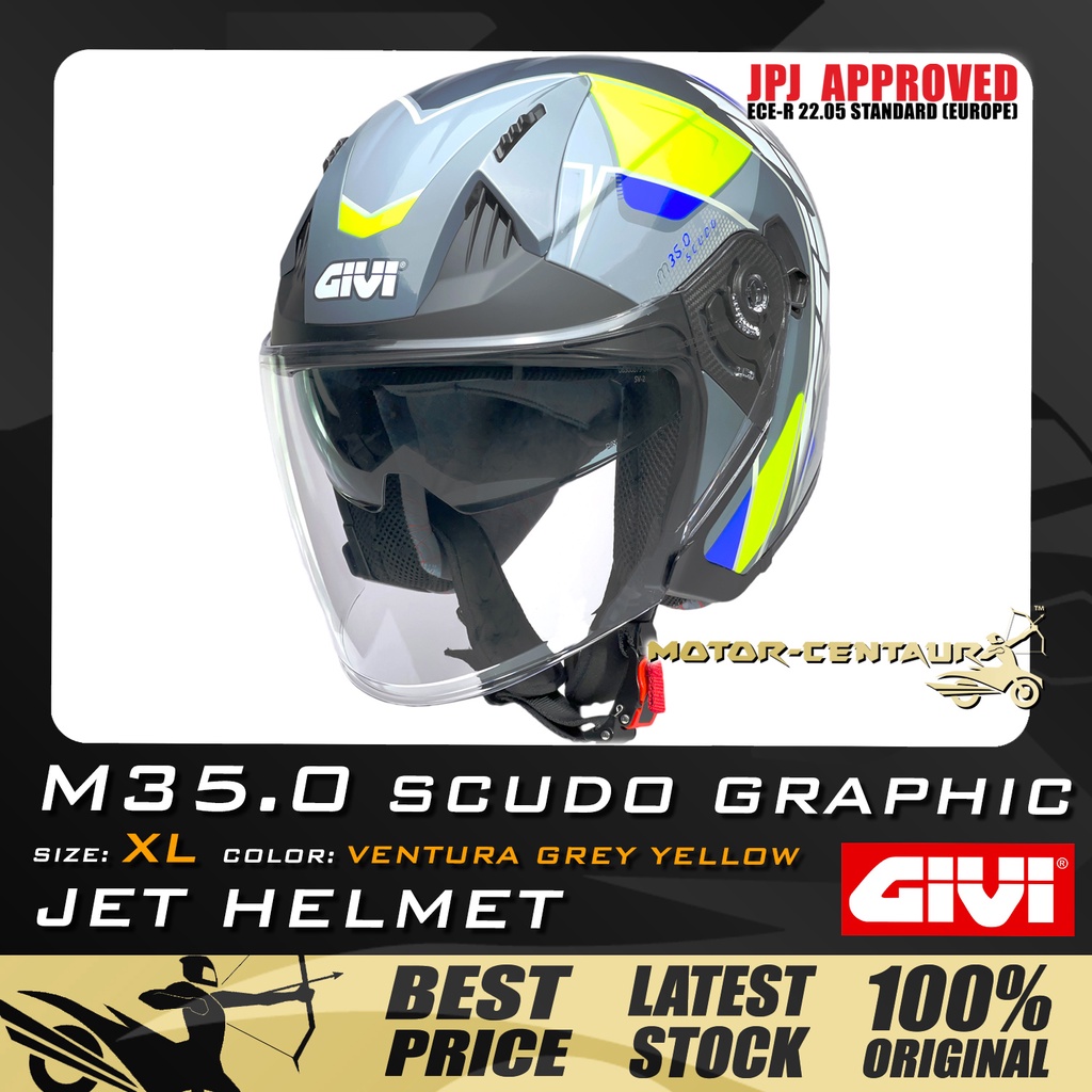 TOPI KELEDAR 2022 GIVI JET HELMET M35.0 SCUDO SOLID ICE WHITE GREY ...