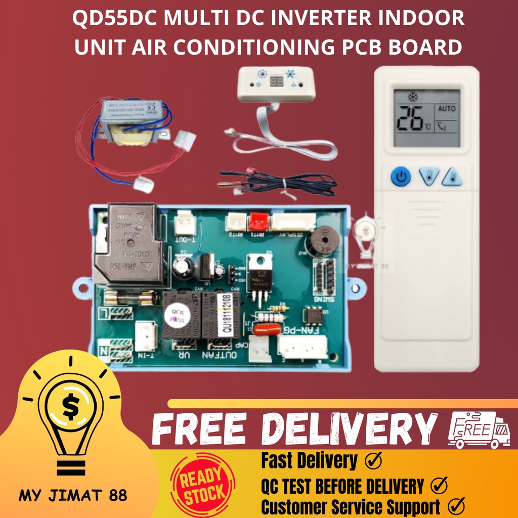 UNIVERSAL DC INVERTER INDOOR UNIT AIR CONDITIONING CPU PCB BOARD QD55DC ...