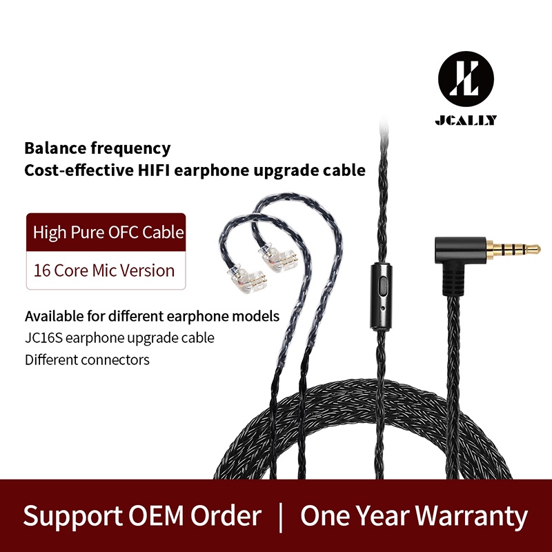 JCALLY JC16S 16 Core OFC Upgrade Cable with Microphone HIFI Earphones ...