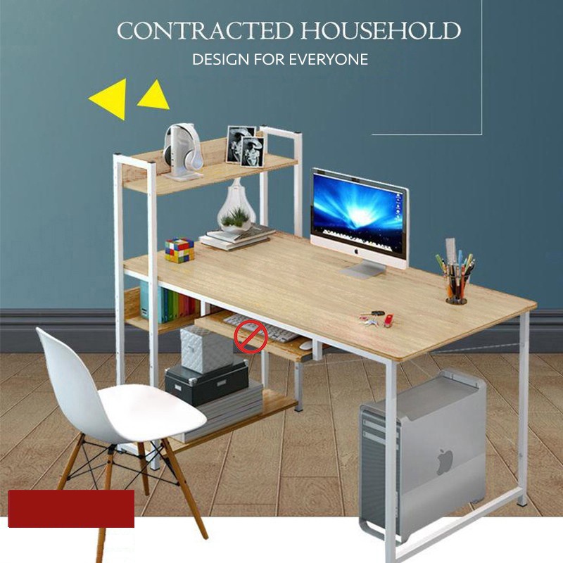 SAKULA Modern Computer Study Table With Side Bookshelves Multipurpose ...