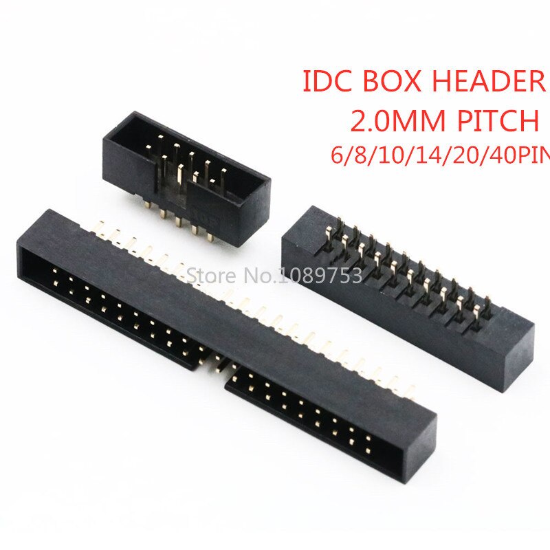10Pcs DC3 2.0mm Pitch Straight Pins Male IDC Connector 6P 8P 10P 12P ...