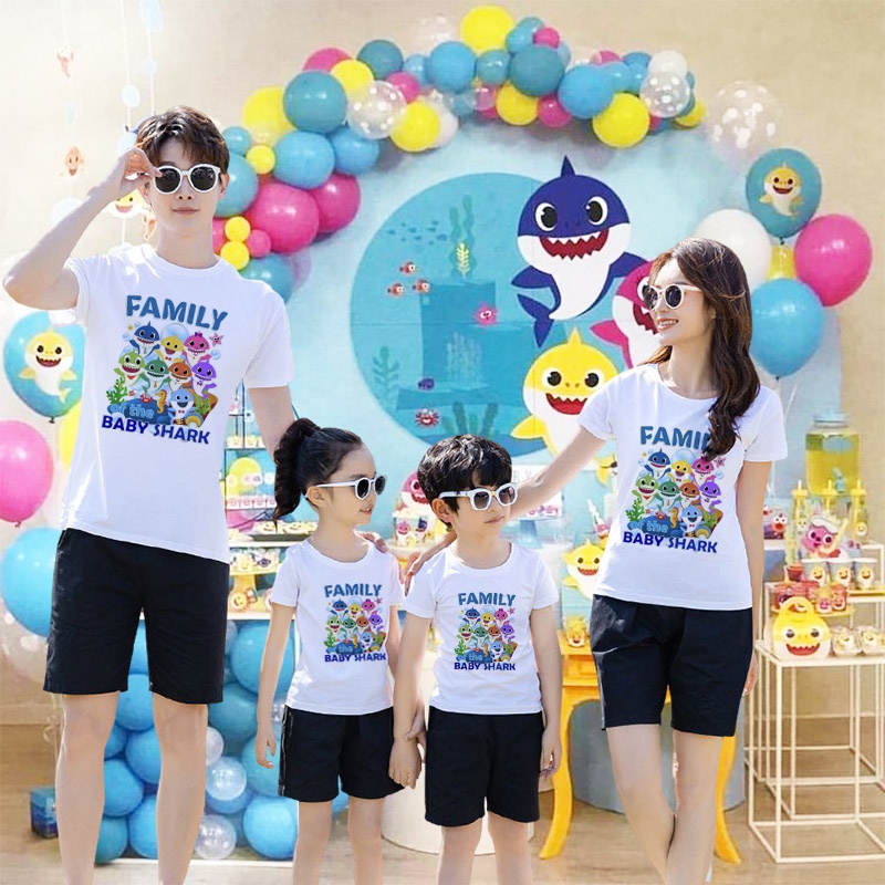 Family of The Baby Shark Print Family Matching T Shirt Outfit Summer ...