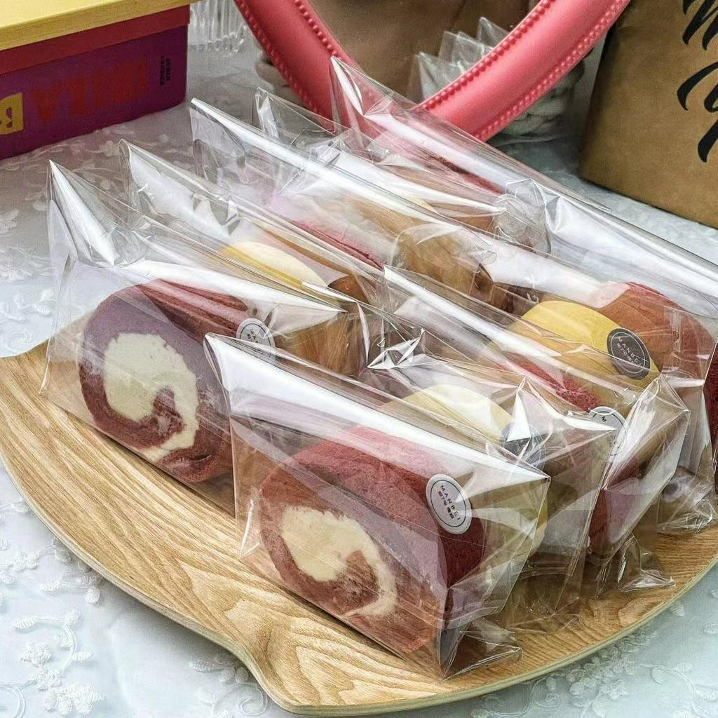 100PCS Simple cake roll slice packaging Japanese-style roll tiger skin ...