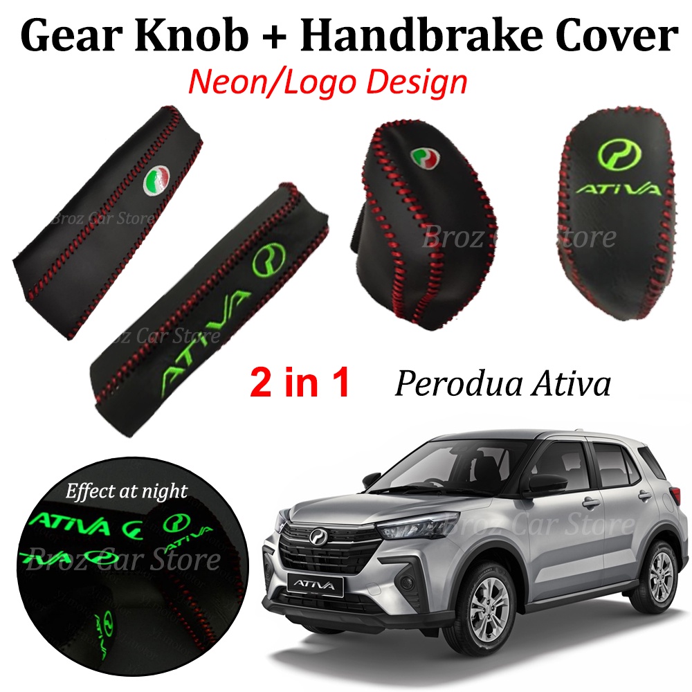 For Perodua Ativa Handbrake Cover + 2 in 1 Leather Gear Knob Cover with ...